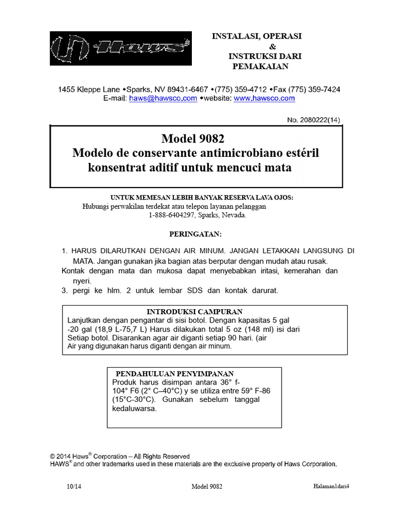 Lembar Msds Aditif Pencuci Mata | PDF