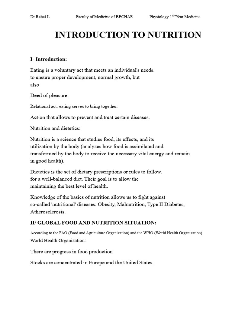 Introduction to Nutrition | PDF | Nutrition | Diet & Nutrition