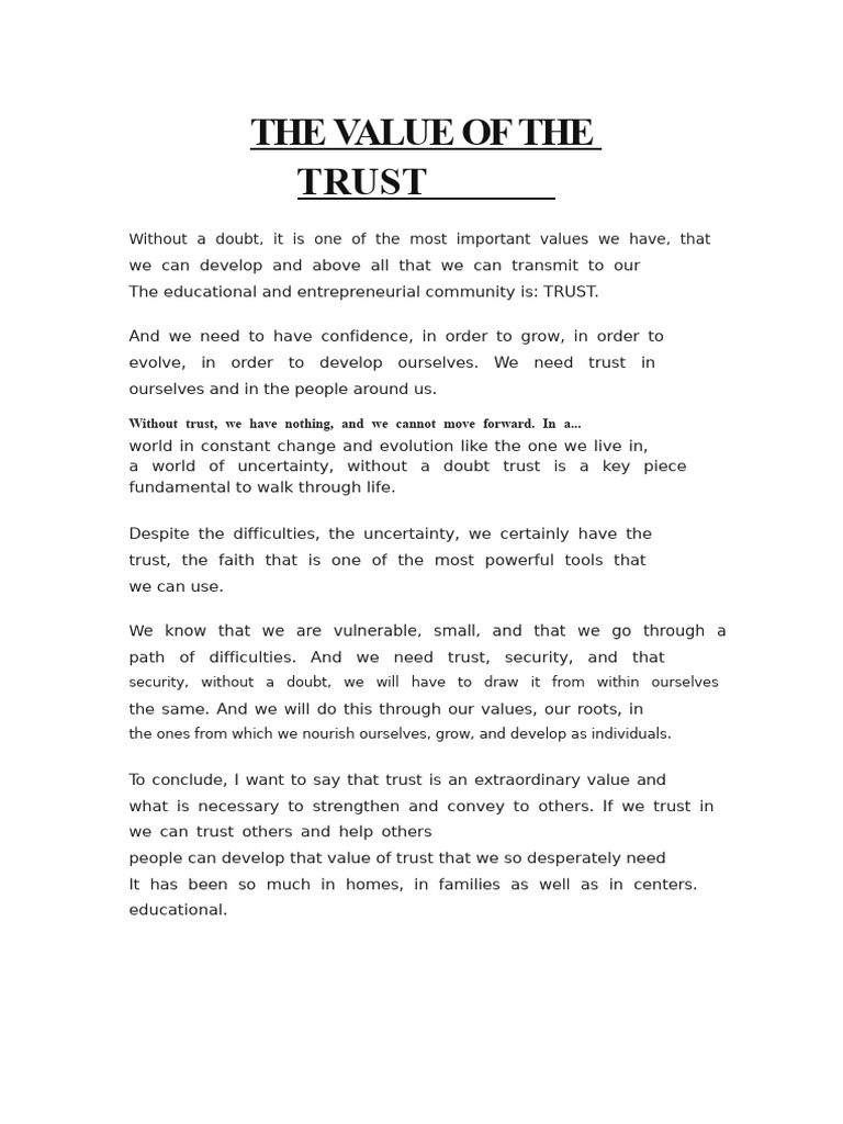 The Value of Trust | PDF