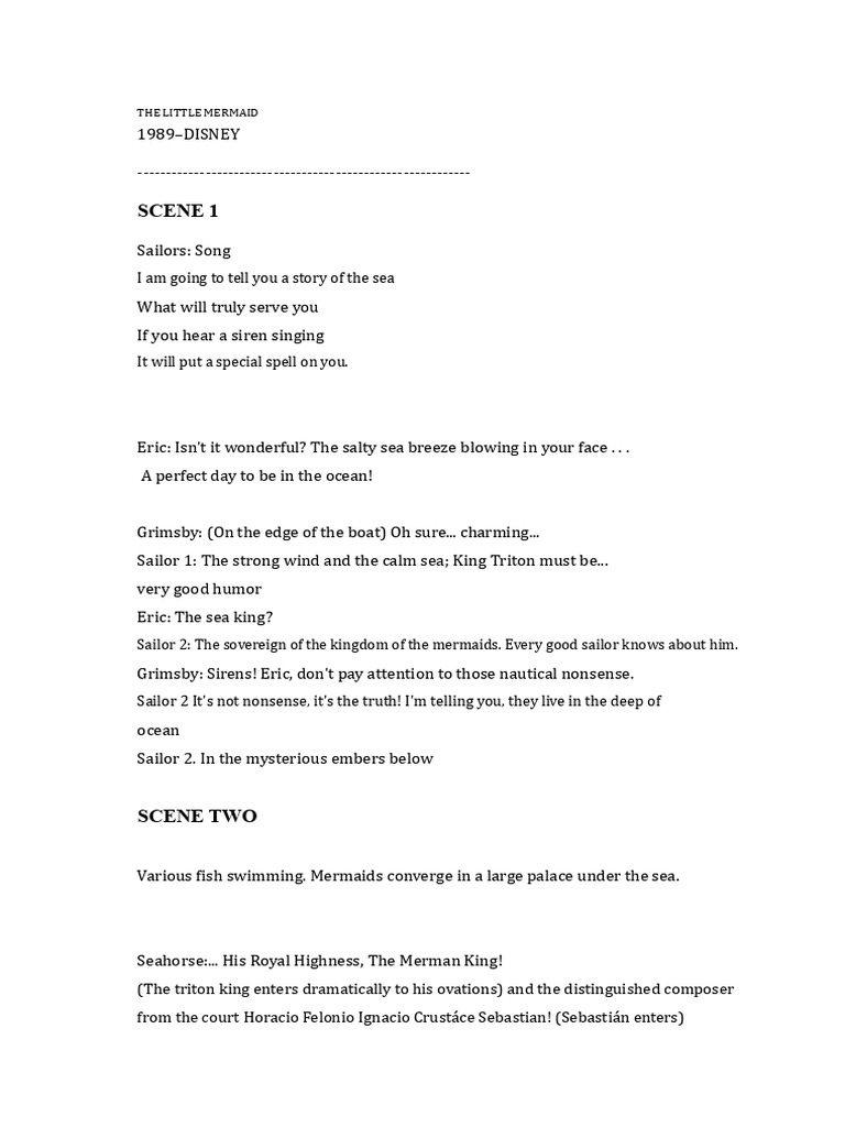 Little Mermaid Separated by Scenes | PDF