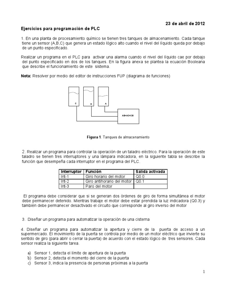 Ejercicios de Automatización | Sensor | Ingenieria Eléctrica