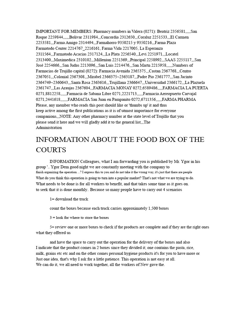 Pharmacy Numbers Valera | PDF