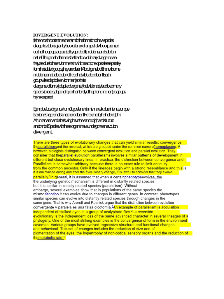 Divergent Evolution | PDF | Evolution | Species