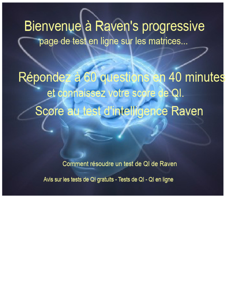 Test en ligne de QI Raven gratuit | PDF | Quotient intellectuel | Échecs