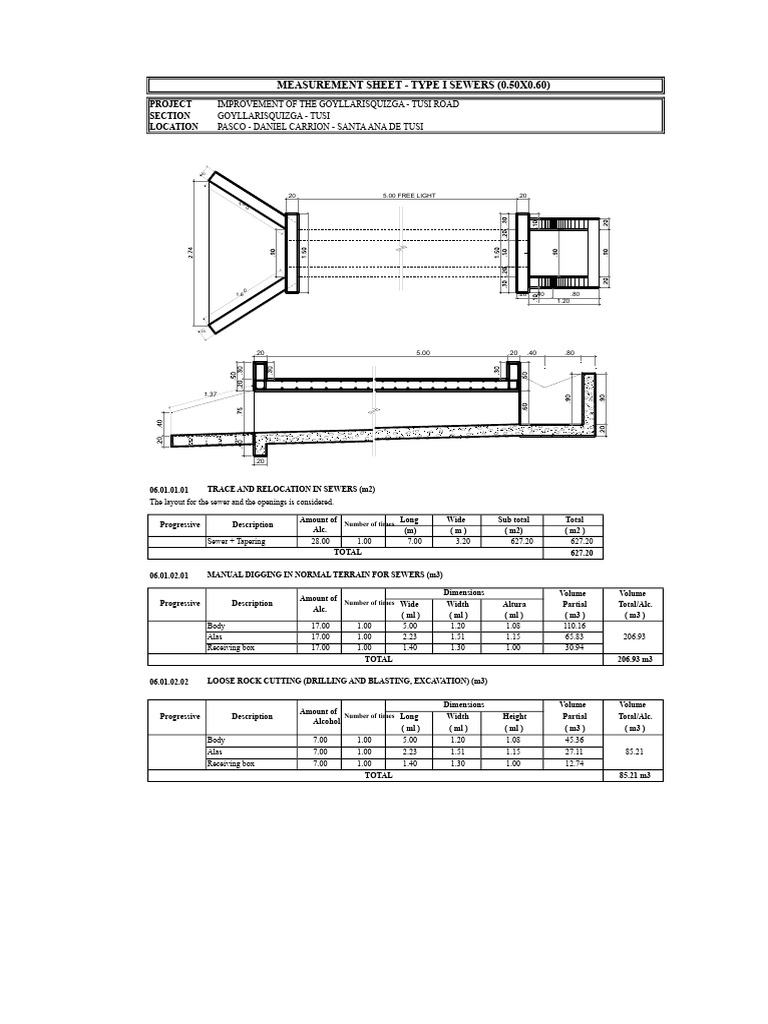 Sewer Box Measurement 0.5x0.60 | PDF | Volume | Building Materials