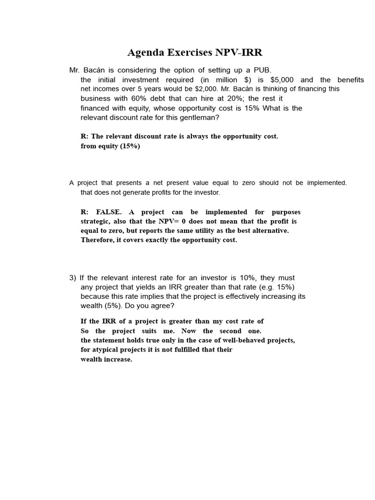 NPV and IRR Analysis for Investment Decisions | PDF | Internal Rate Of ...