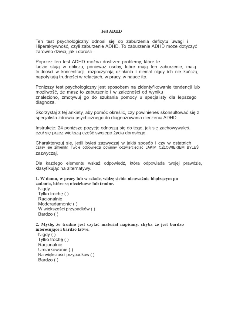 Test ADHD | PDF