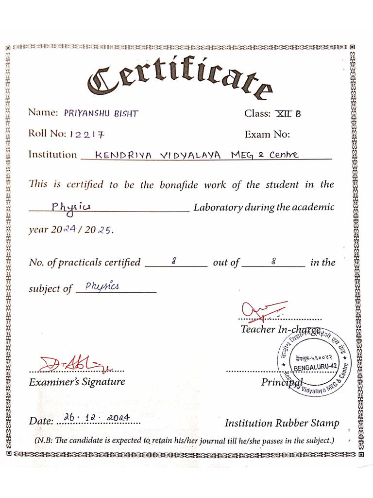 12th CBSE Physics Record Book | PDF