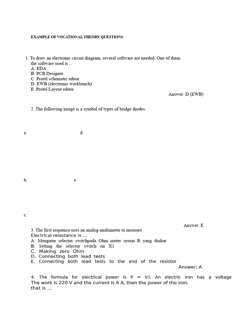 Example of Vocational Theory Questions | PDF | Electronic Filter ...