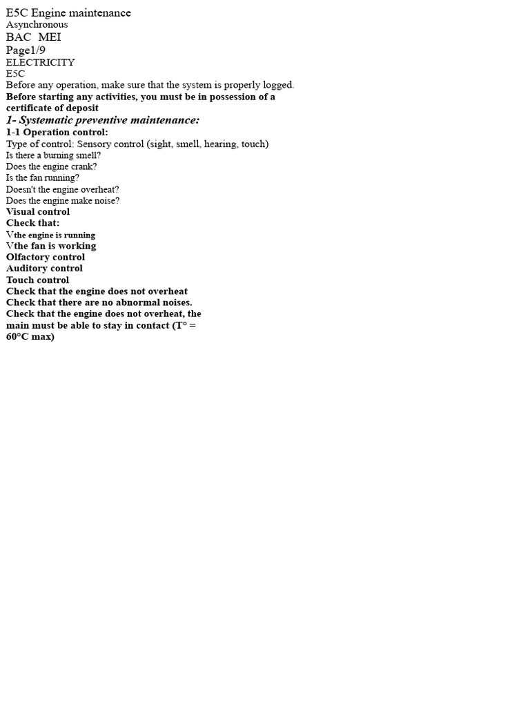 E5C Asynchronous Engine Maintenance Guide | PDF | Electrical ...