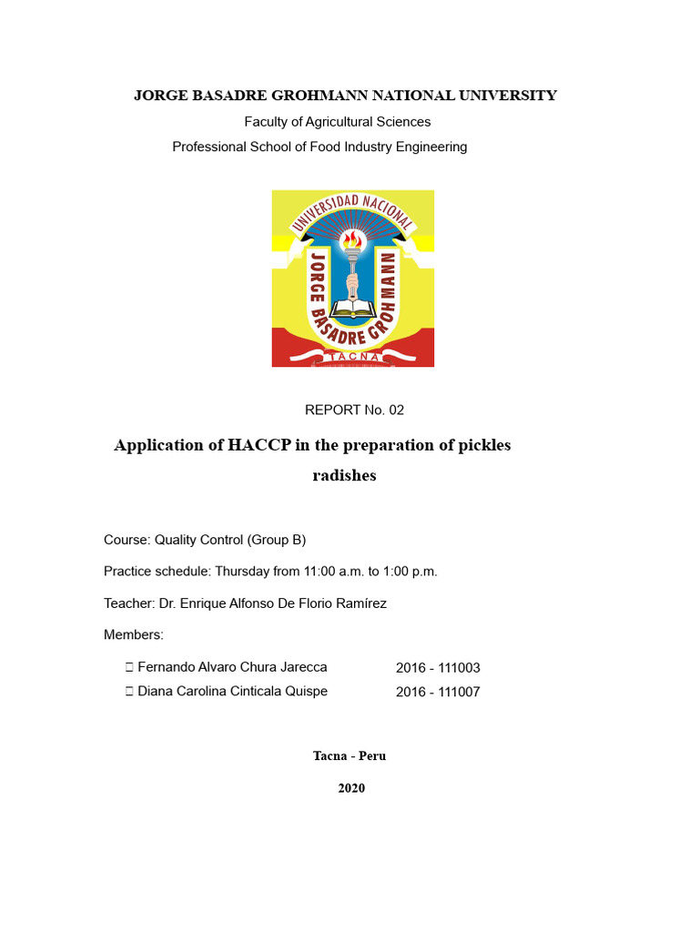 Application of HACCP in Pickles | PDF | Pickling | Vegetables