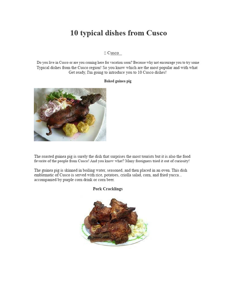 10 Typical Dishes From Cusco | PDF | Soup | Foods