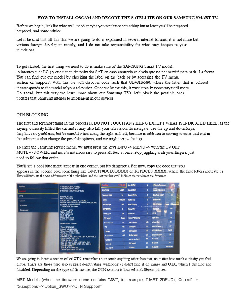 How to Install Oscam and Decode Satellite on Our Samsung Smart TV (1) | PDF | Computer File ...
