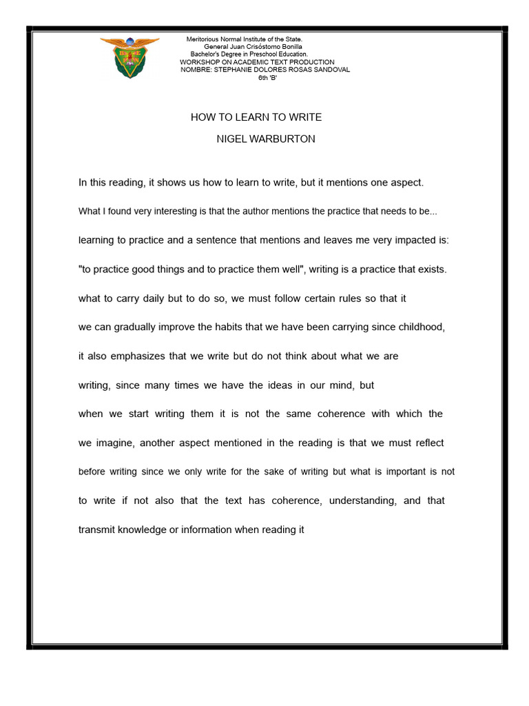 How To Learn To Write | PDF