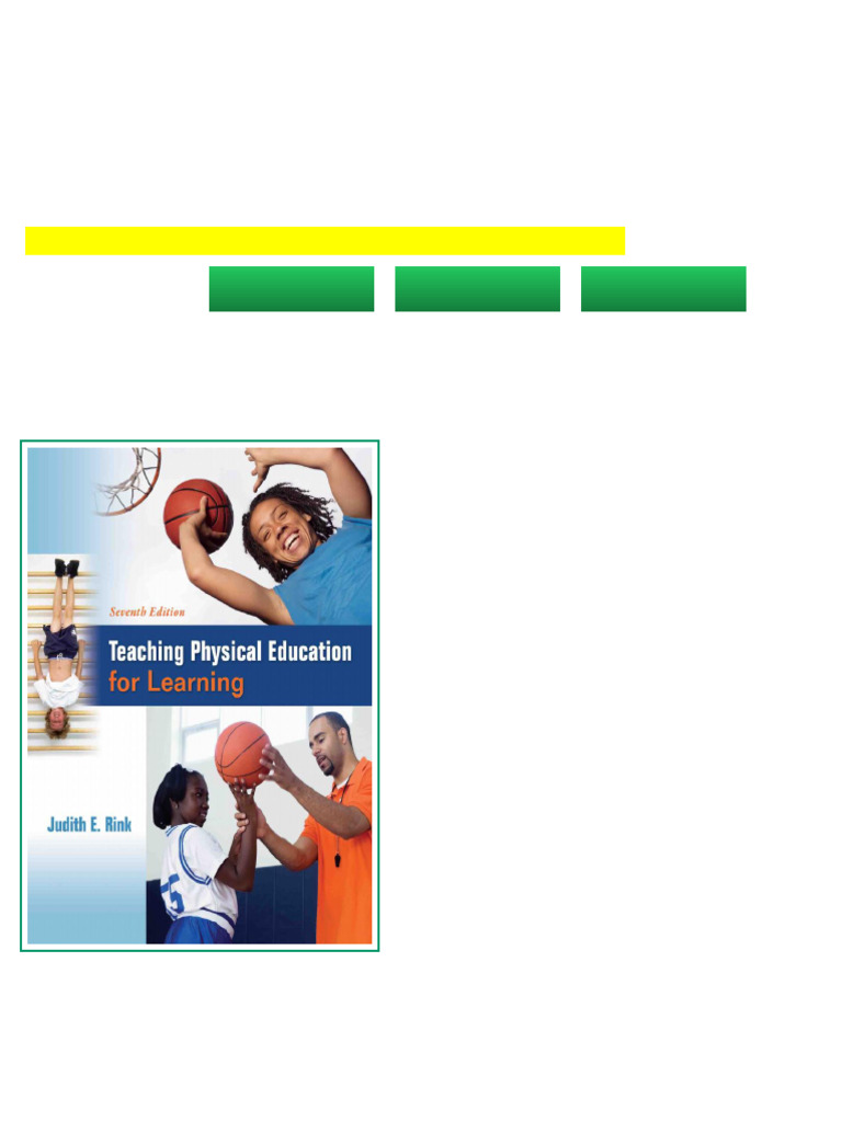 TEACHING PHYSICAL EDUCATION FOR LEARNING 7th SEVENTH EDITION Judith E ...