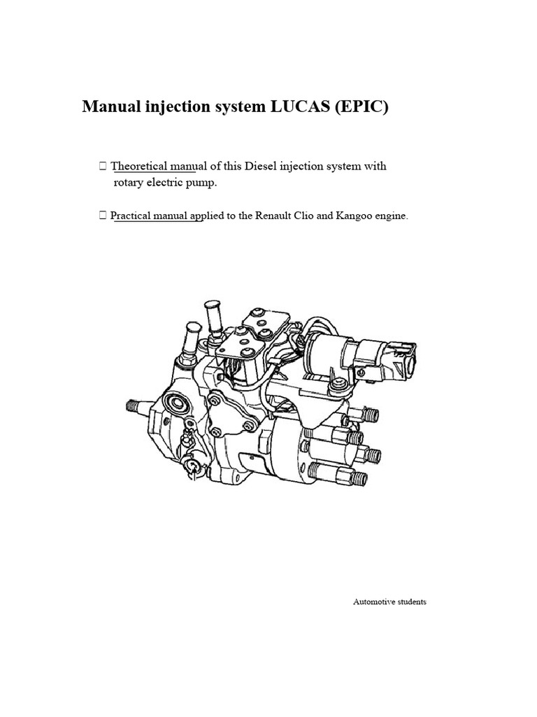 LUCAS EPIC Diesel Injection System Guide | PDF | Throttle | Valve