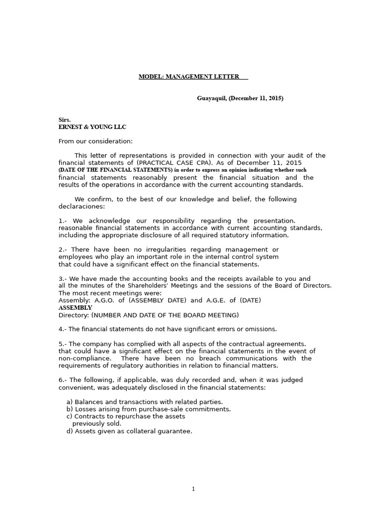 Management Letter for Financial Audit | PDF | Audit | Internal Control
