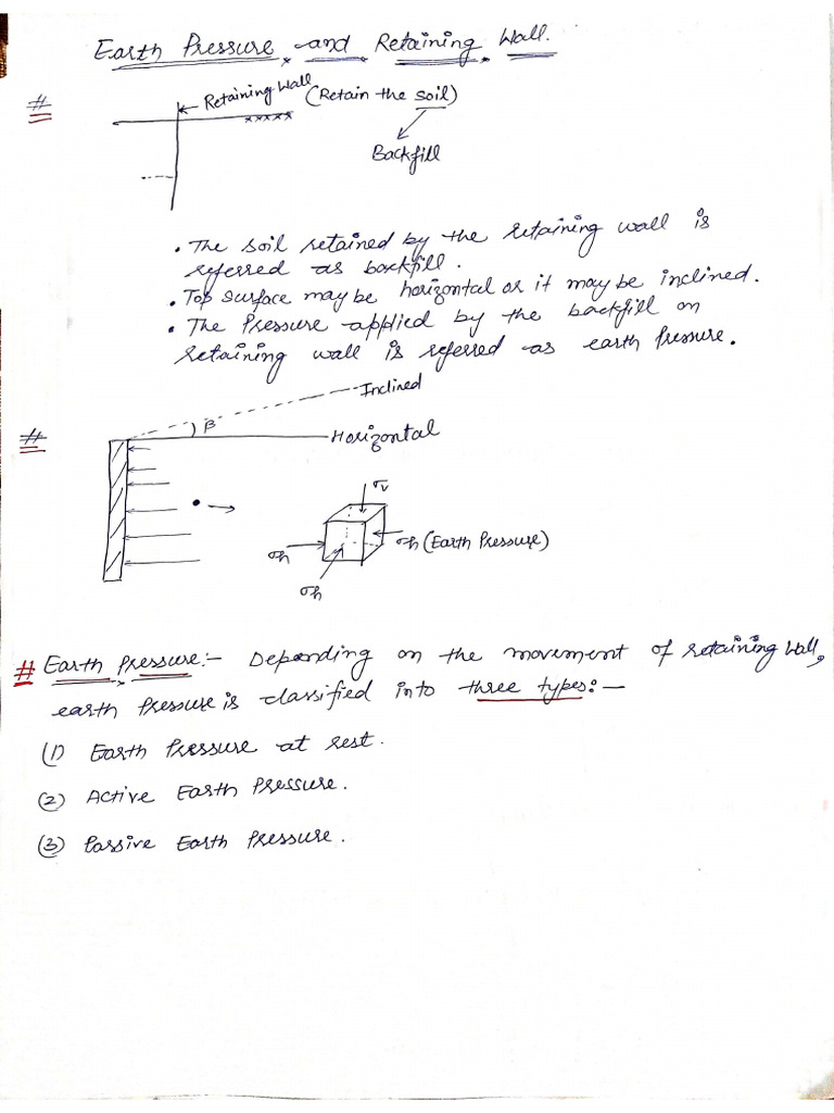 Geotech-II (Unit-2) Earth Pressure | PDF