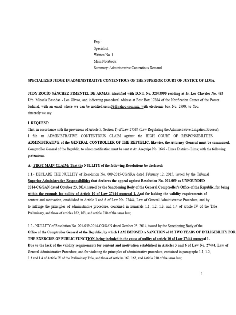 CONTENIOUS LAWSUIT PROJECT Against THE COURT OF ACCOUNTS | PDF ...