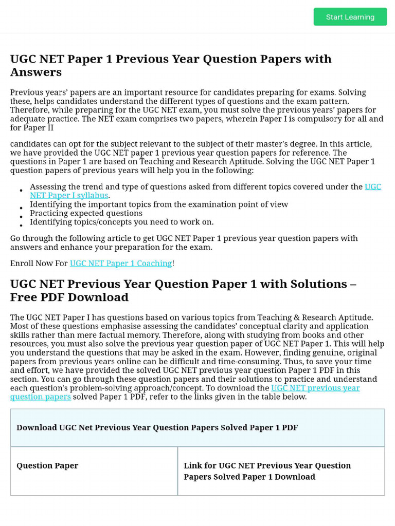 UGC NET Paper 1 Previous Year Question Papers With Answers | PDF