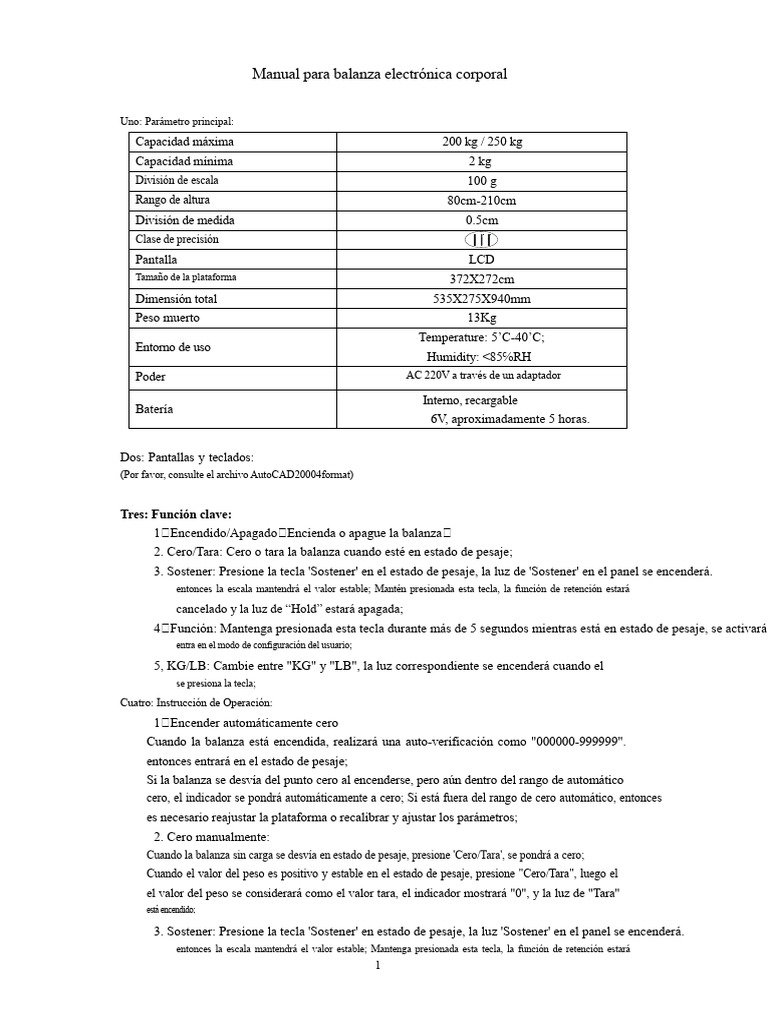AC-CP TCS-200-RT | PDF | Kilogramo | Balanza