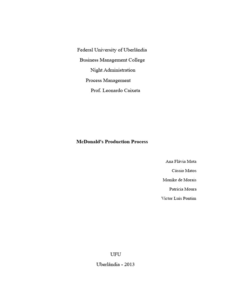 McDonald's Production Process Analysis | PDF | Mc Donald's | Hamburgers