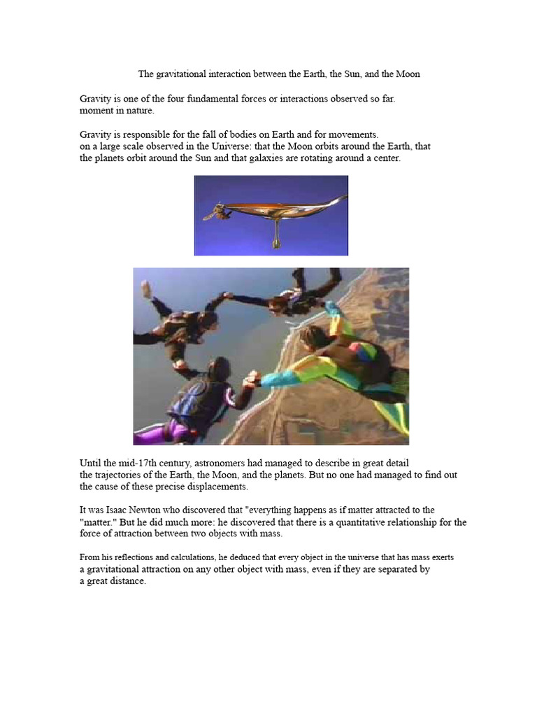 8) The Gravitational Interaction Between The Earth, The Sun, and The ...