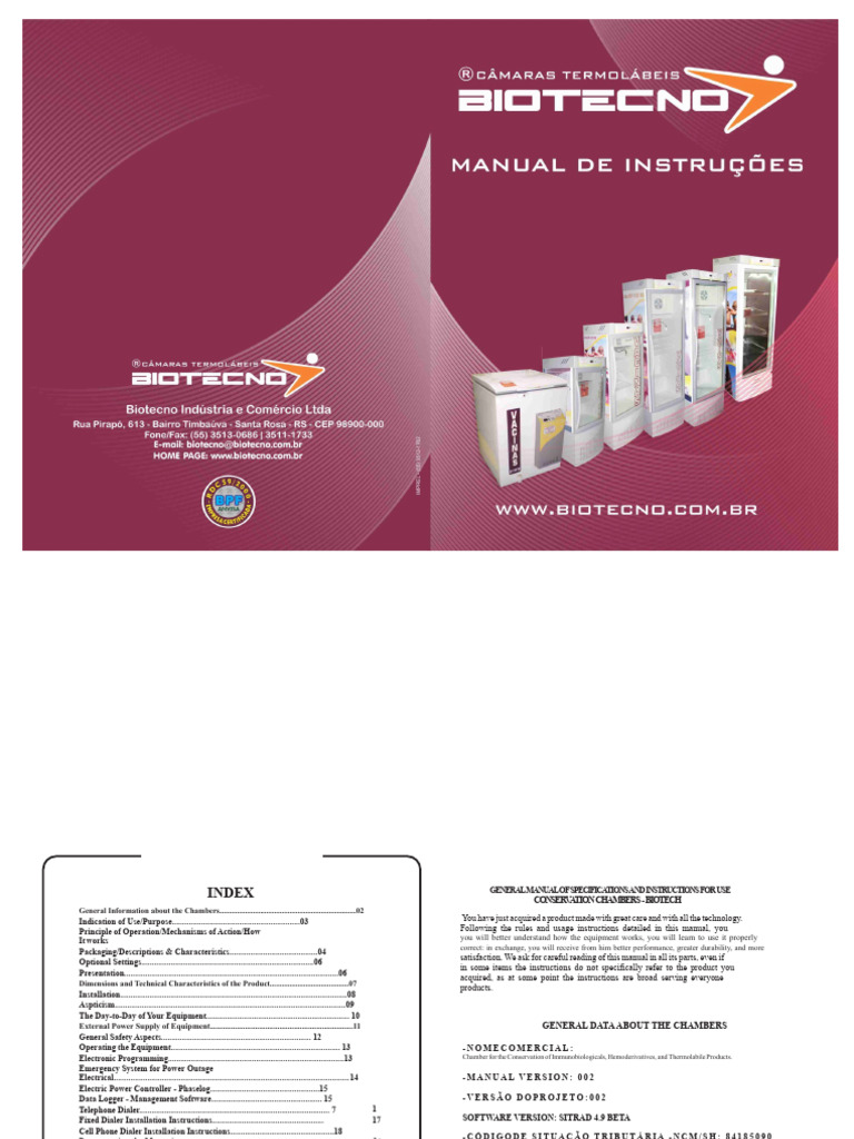 Biotecno 1100 Manual | PDF | Refrigerator