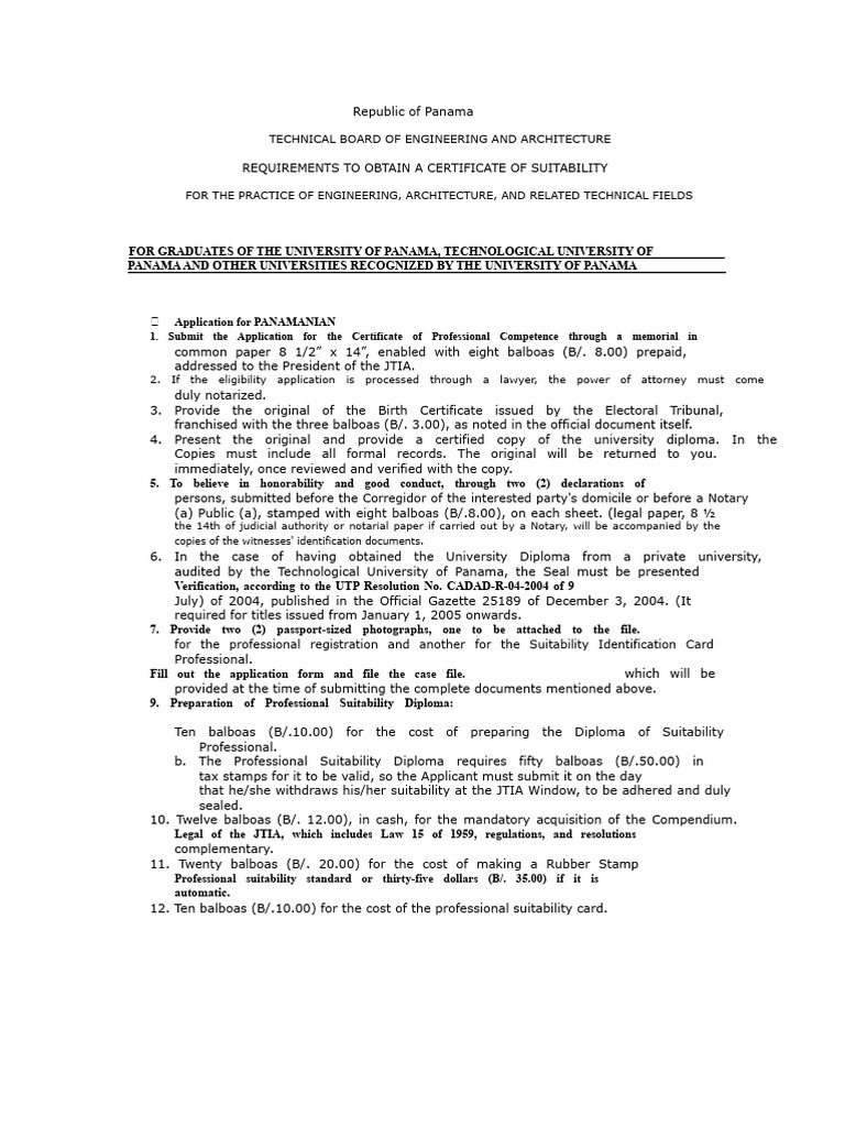 Requirements For Suitability and Application For Letters of (Suitability and Honorability) | PDF ...