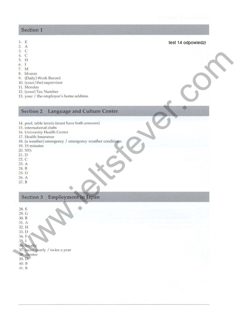 Answers Ieltsfever General Reading Practice Test 14 PDF | PDF