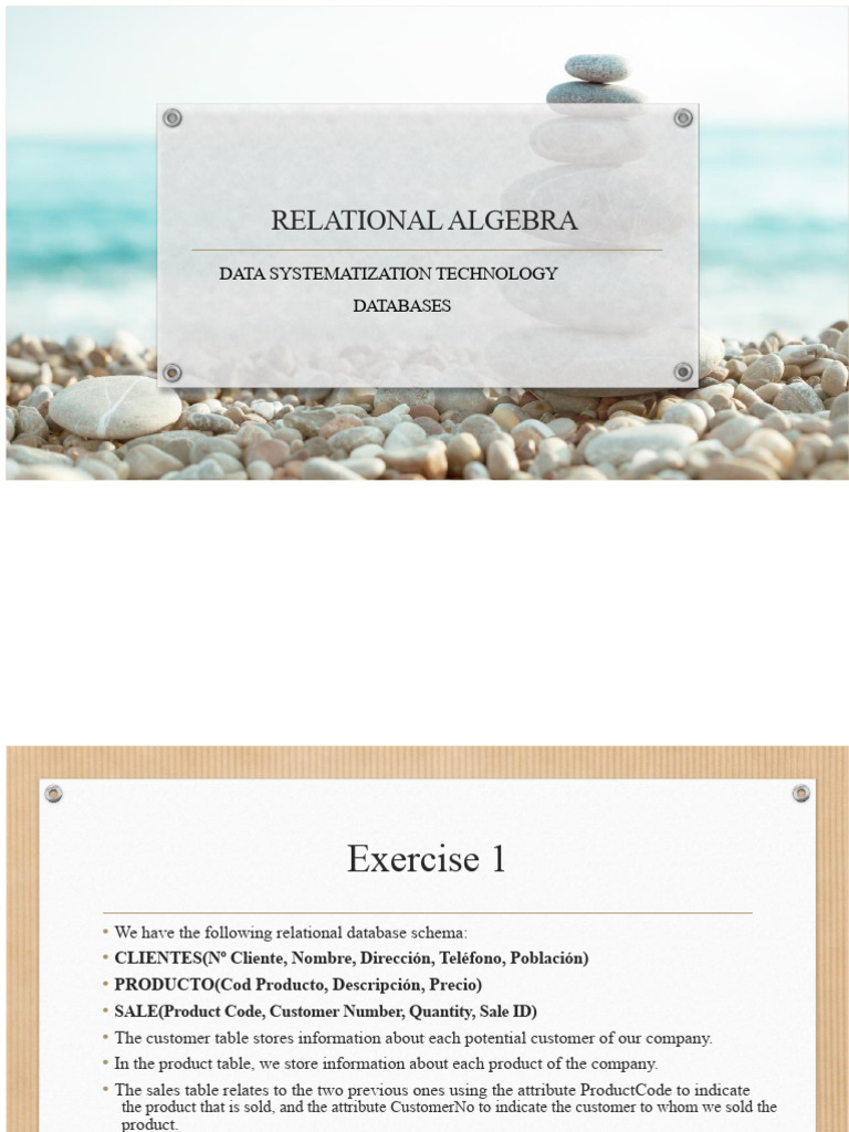 RELATIONAL ALGEBRA exercises II | PDF