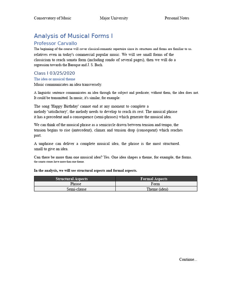 Analysis of Musical Forms I | PDF | Musical Compositions | Musicology