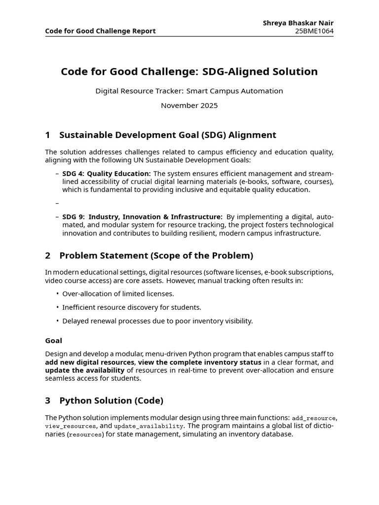 Code For Good Report - Digital Resource Tracker | PDF | Python ...