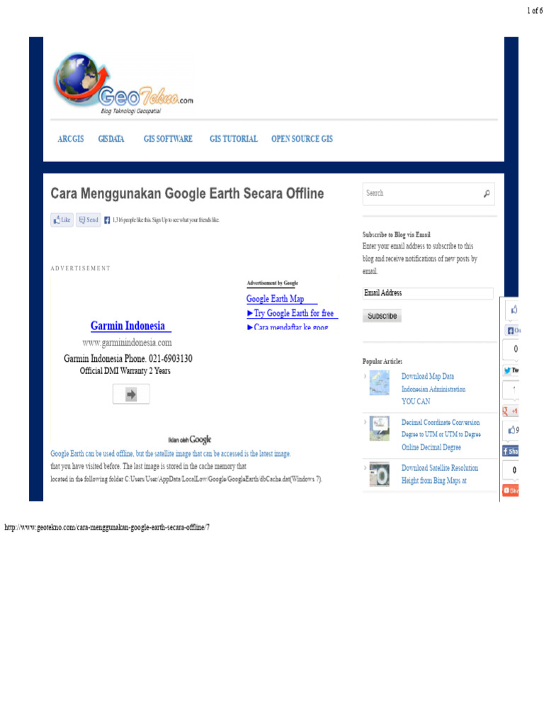 How to Use Google Earth Offline _ GeoTekno | PDF | Arc Gis | Geographic Information System