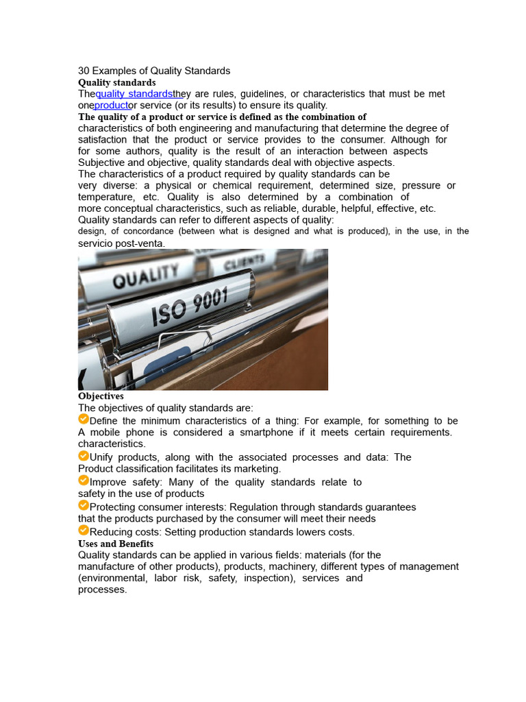 30 Quality Standards Explained | PDF | Standardization | Quality Management