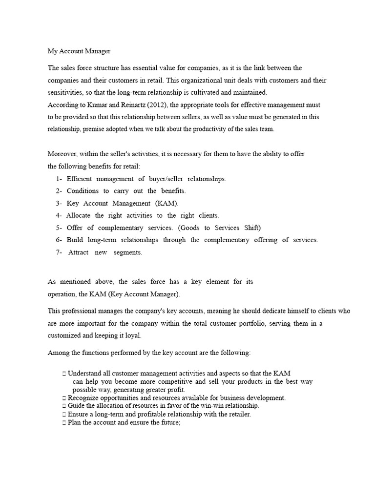 Kam - Key Account Management | PDF | Sales | Retail