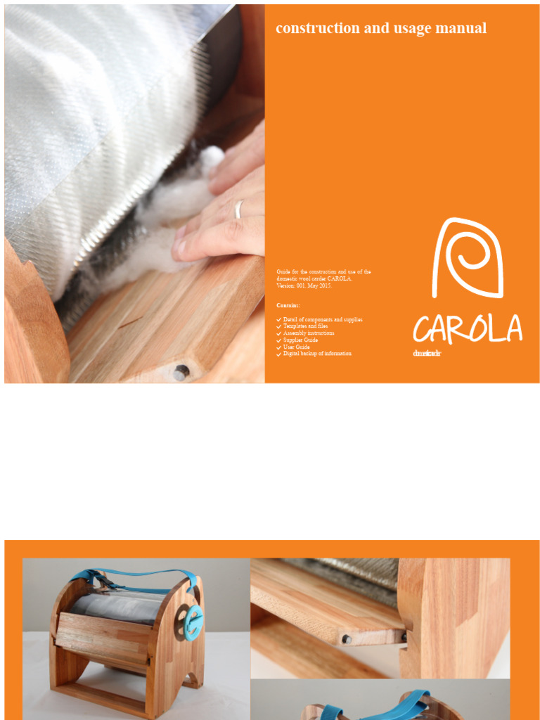 Wool Carder CAROLA Manual Guide | PDF | Adhesive | 3 D Printing