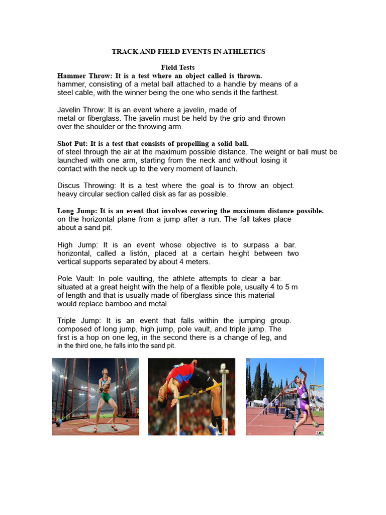 Track and Field Events in Athletics | PDF | Track And Field | Sport Of ...