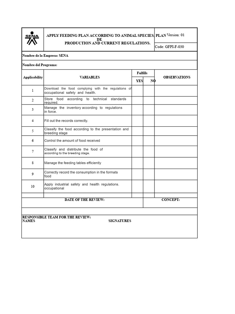 Checklist For Applying Feeding Plan According To Animal Species ...