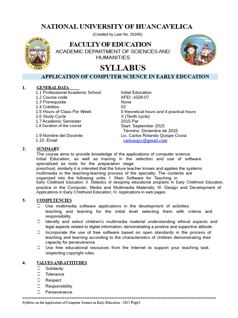 Computer Science in Early Education Syllabus | PDF | Multimedia | Software