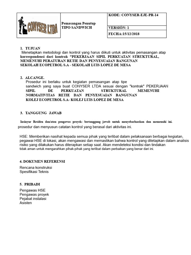 Prosedur Instalasi Atap | PDF