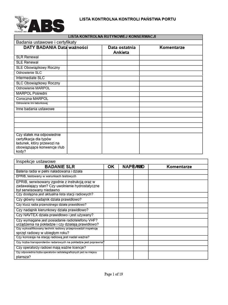 Lista kontrolna PSC | PDF