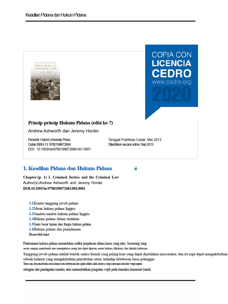 Prinsip Hukum Pidana dan Keadilan | PDF
