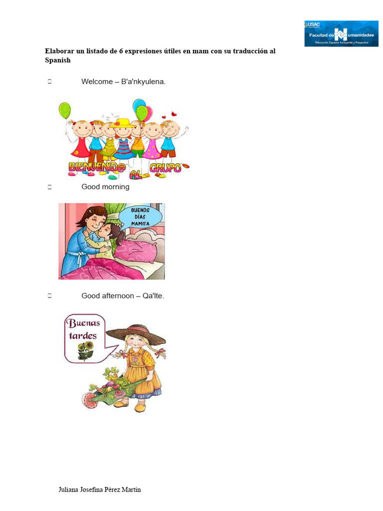 Useful Expressions in Mam With Their Translation Into Spanish | PDF