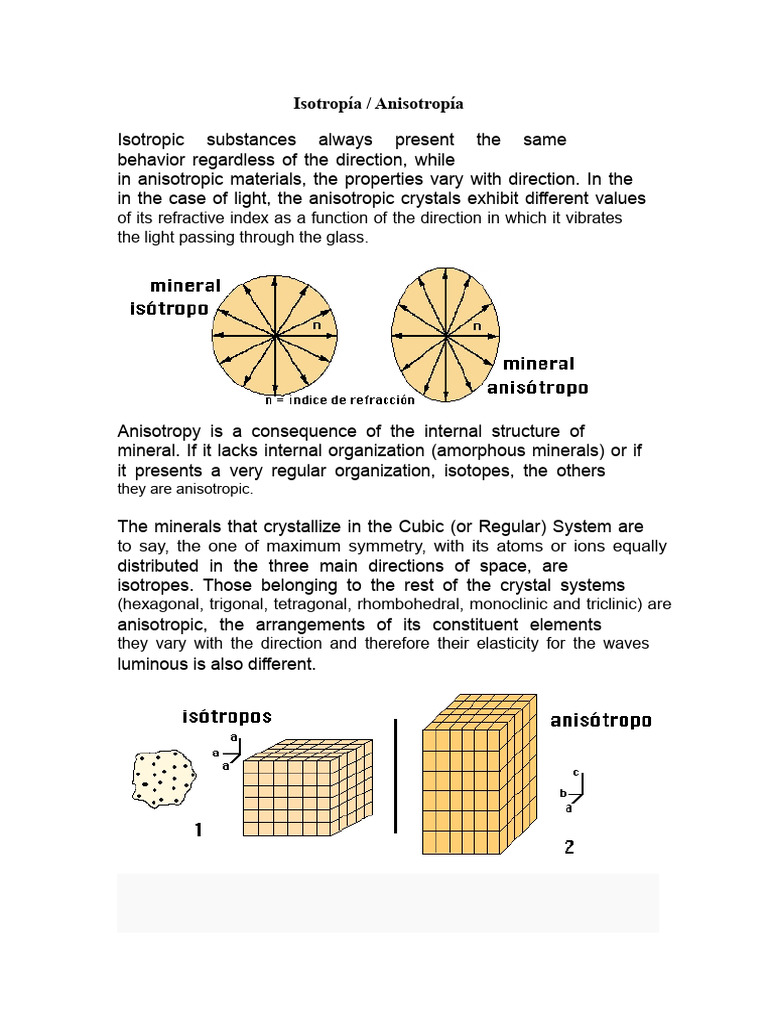 Isotropy vs Anisotropy Explained | PDF | Anisotropy | Chemistry