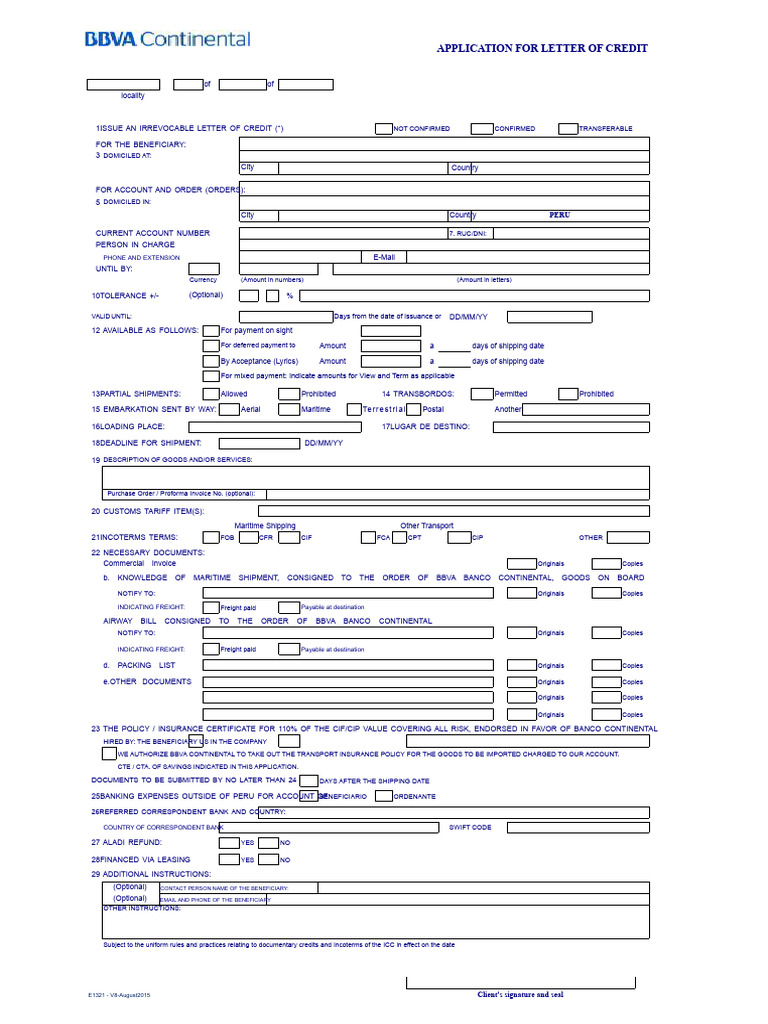 Request For Letter of Credit | PDF | Letter Of Credit | Business Law