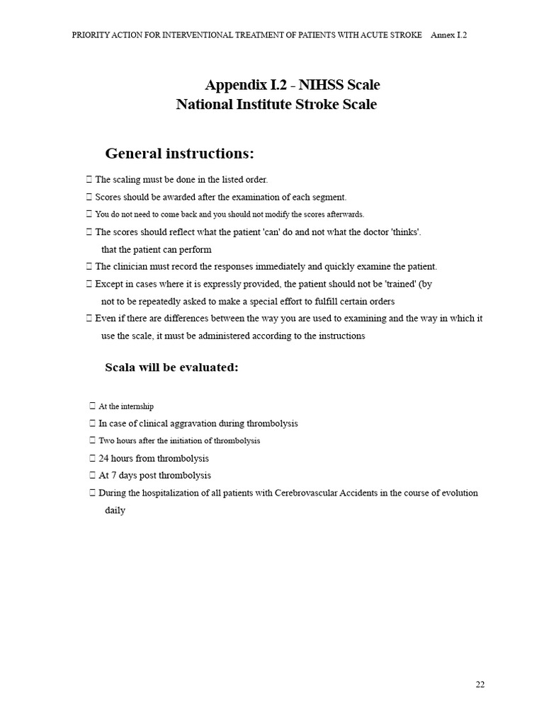NIHSS Scale | PDF | Neuroscience | Clinical Medicine