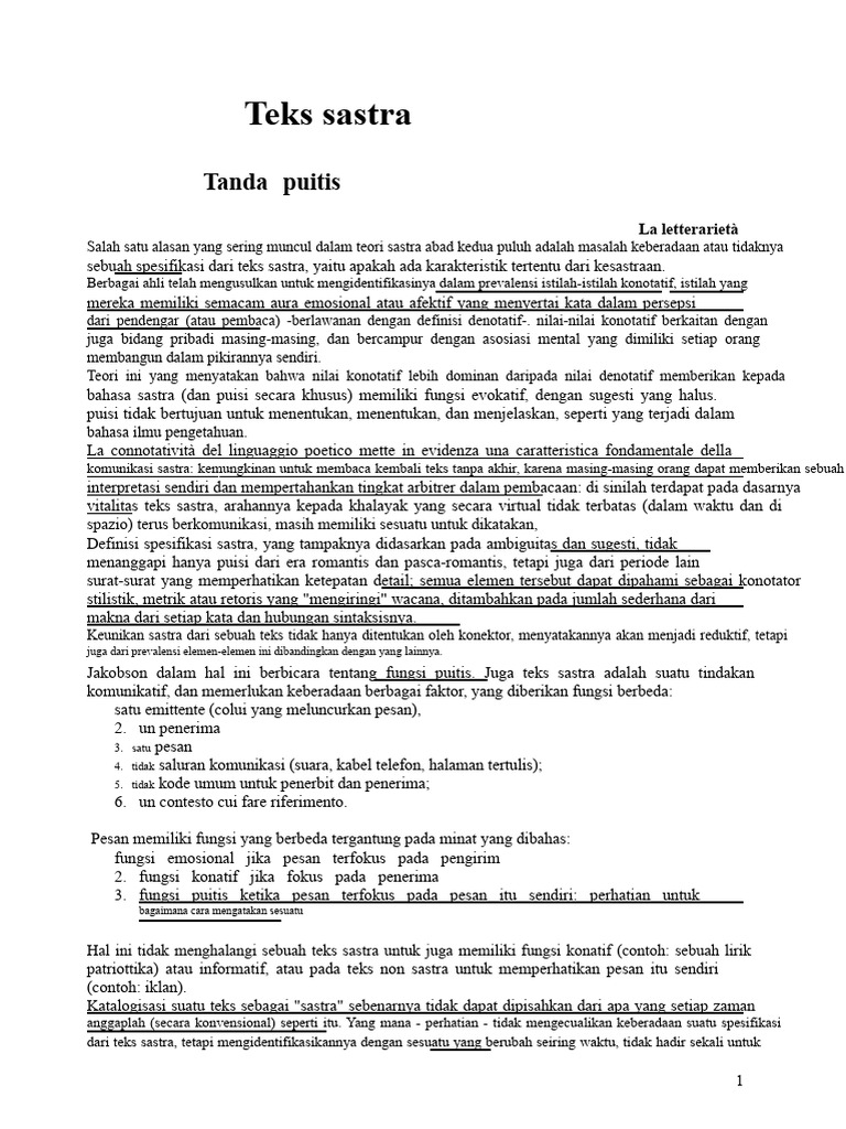 Fungsi dan Karakteristik Teks Sastra | PDF