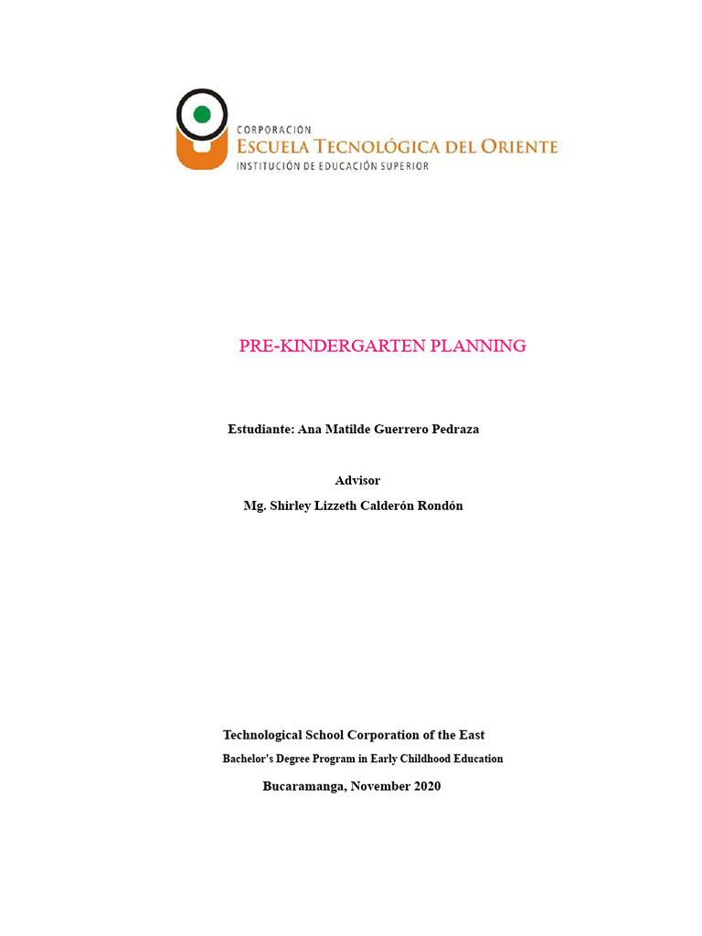 Planning No. 3 PRE KINDERGARTEN | PDF