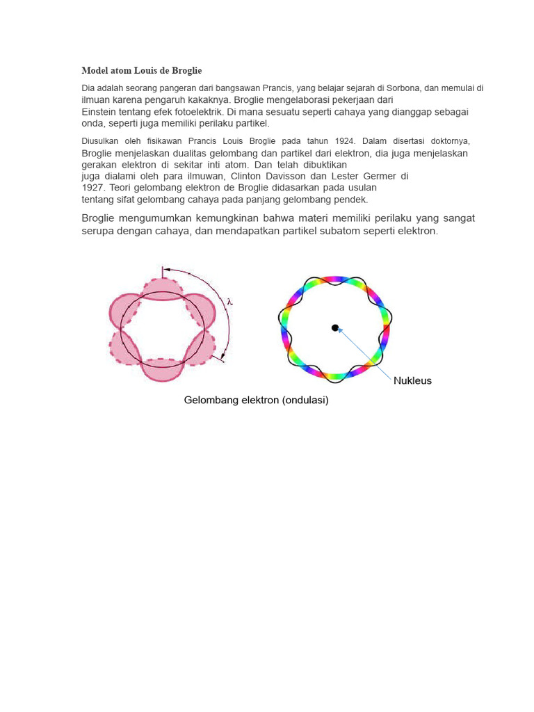Model atom Louis de Broglie | PDF